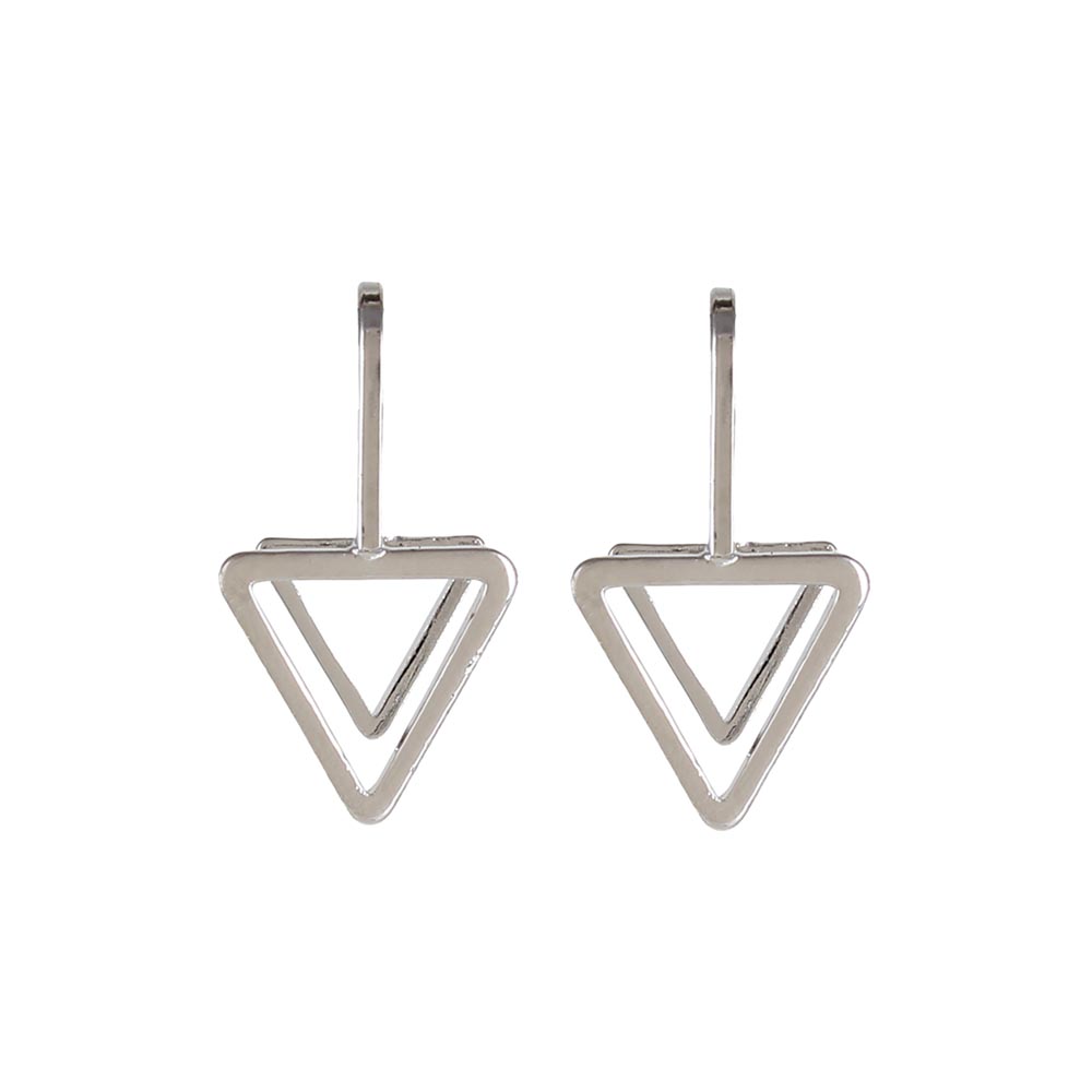 Buy Silver Triangle Ear Lobe Earring Online in India