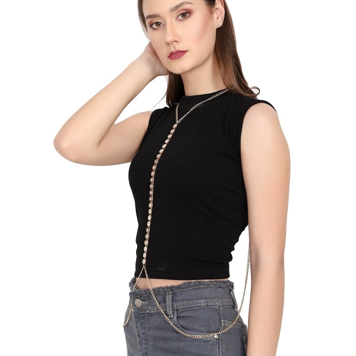 Party Fancy Multi Pearls Layered Body Chain Harness