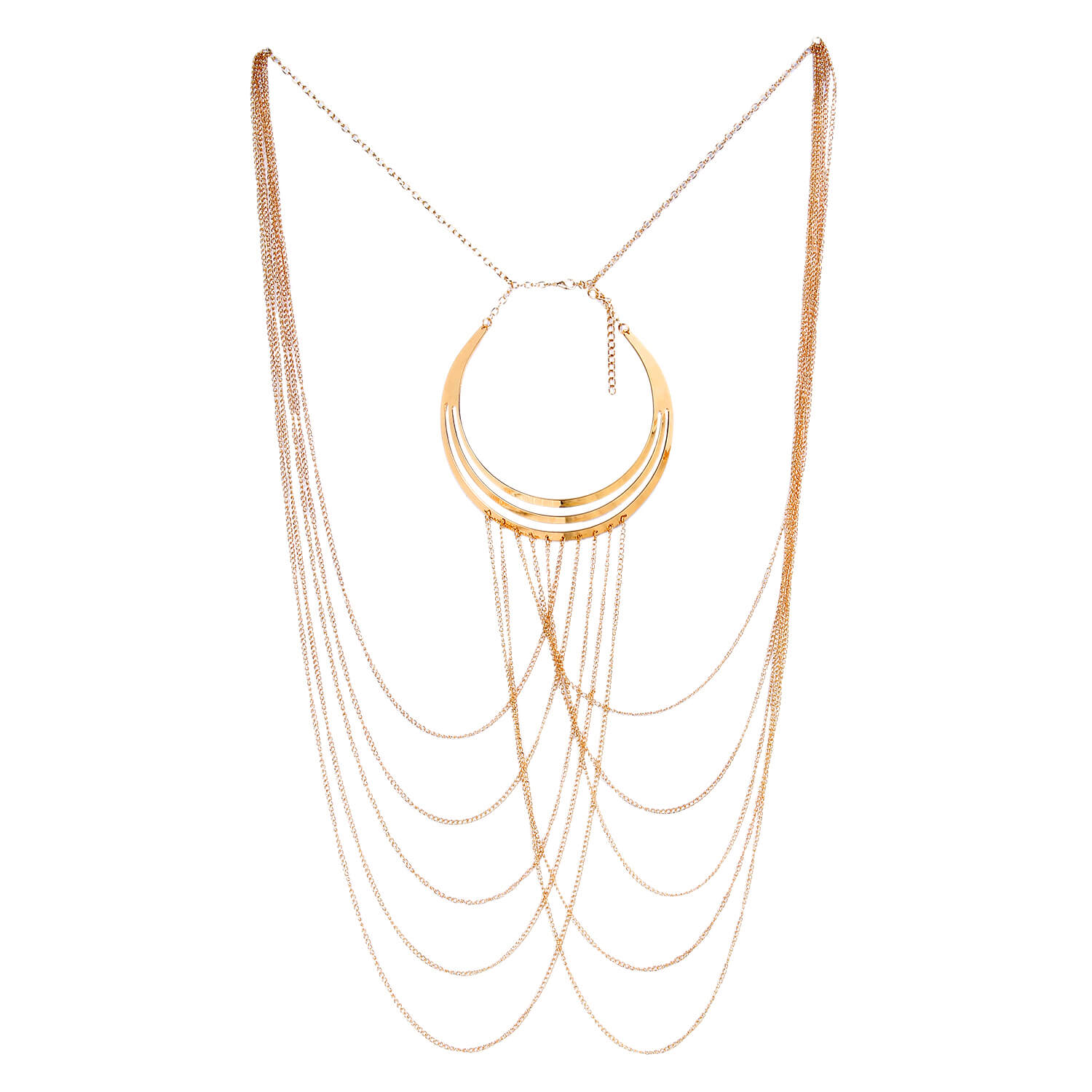 Celebrity Inspired Gold Metal Double Choker Body Chain